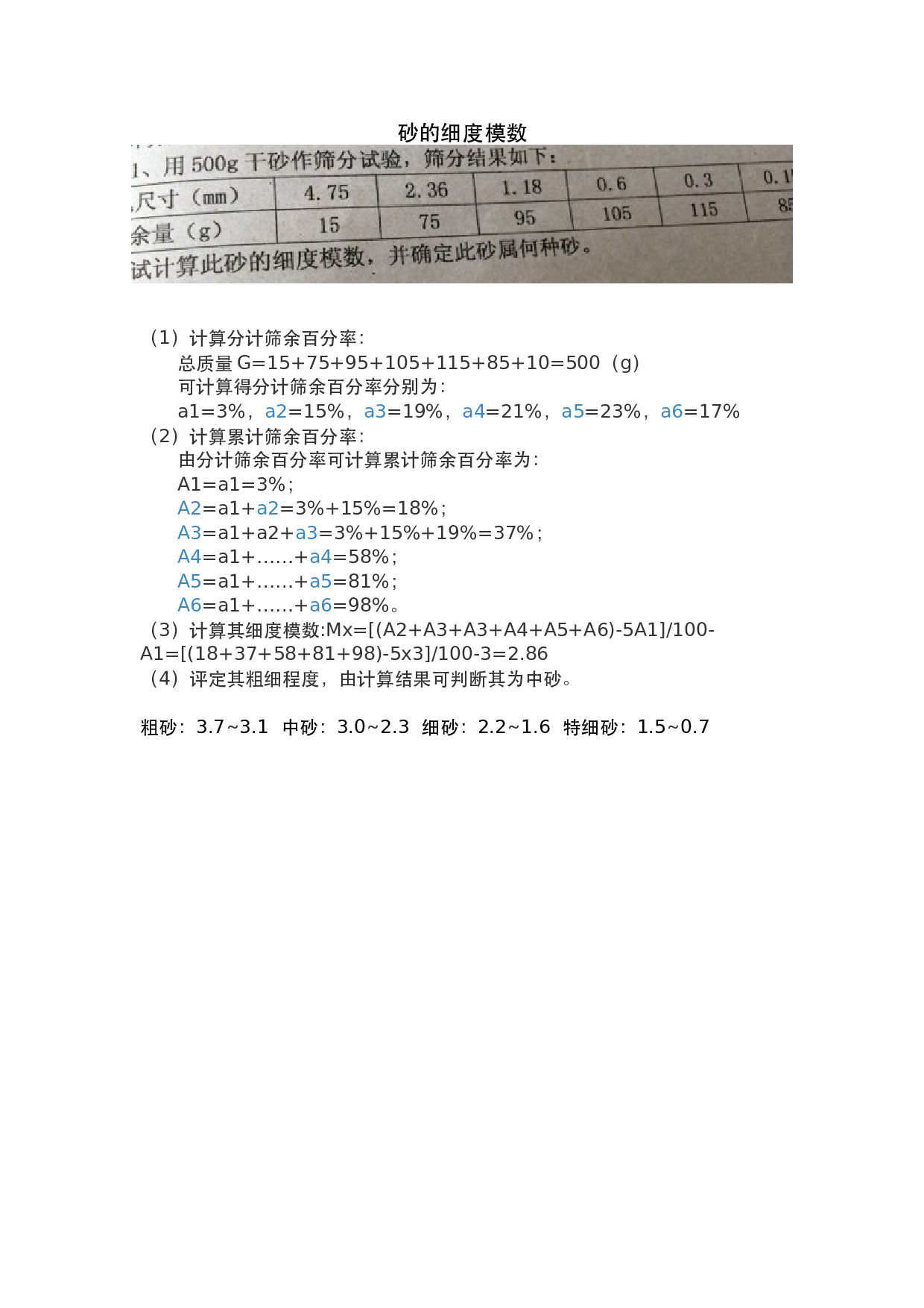 砂细度模数计算 - 360文库